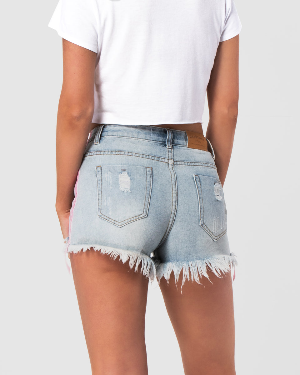 Lena Ripped Denim Shorts – ONEBYONE Clothing Co.